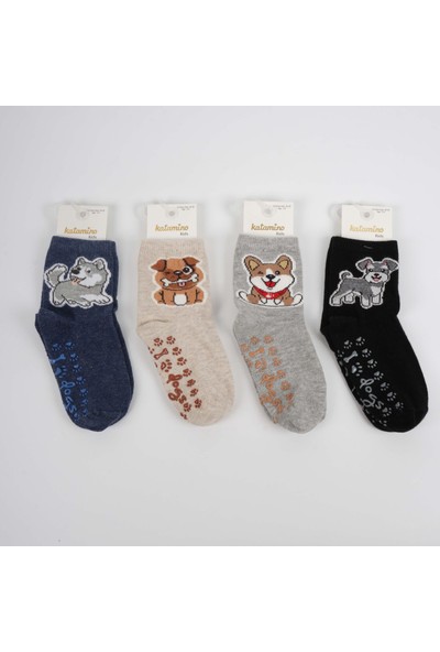 Katamino Derman 4'lü Kaydırmaz Taban Erkek Çocuk Soket Çorap Katamino Derman 4'lü Kaydırmaz Taban Erkek Çocuk Soket Çorap