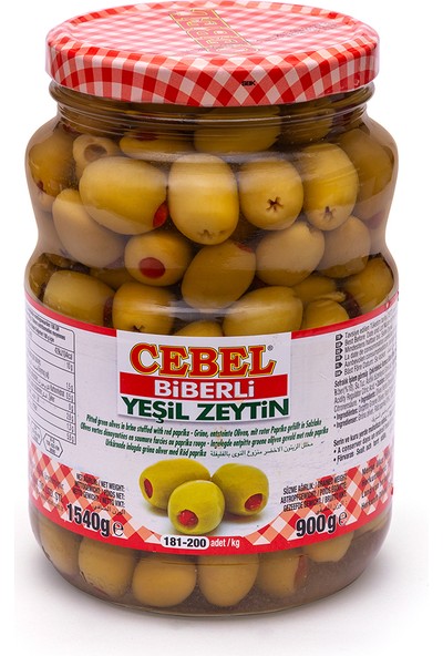 Cebel Yeşil Zeytin Biberli 2 xl 181-200 Kalibre 900 gr Kavanoz Cebel Yeşil Zeytin Biberli 2 xl 181-200 Kalibre 900 gr Kavanoz