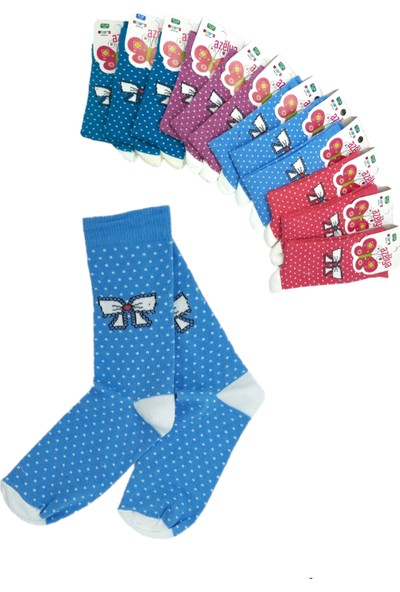 Black Arden Socks 12 Çift Renkli Desenli Kız Çocuk 11-12 Yaş Soket Çorap BT-0506