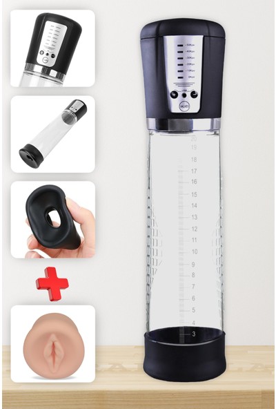 Tam Otomatik Vakumlu USB Şarjlı Penis Pompası ve Vajina Başlık Tam Otomatik Vakumlu USB Şarjlı Penis Pompası ve Vajina Başlık