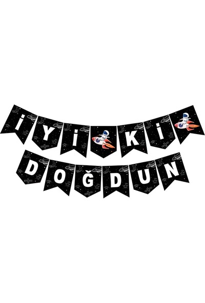 My Party Ready Uzay Tema Zikzak Iyiki Doğdun Banner