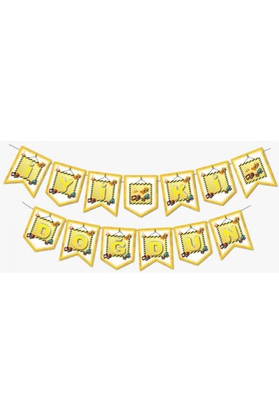 My Party Ready inşaat Tema Iyiki Doğdun Zikzak Banner My Party Ready inşaat Tema Iyiki Doğdun Zikzak Banner