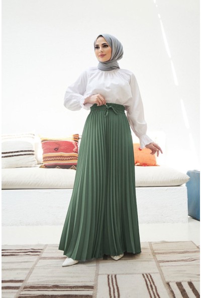 Neways Krep Pliseli Mevlana Etek Mint Yeşil 2271 Neways Krep Pliseli Mevlana Etek Mint Yeşil 2271