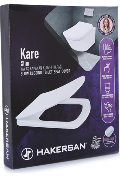 Hakersan Kare Yavaş Kapanan Klozet Kapağı
