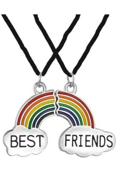 Best Friends Renkli Gökkuşağı 2'li Metal Kolye