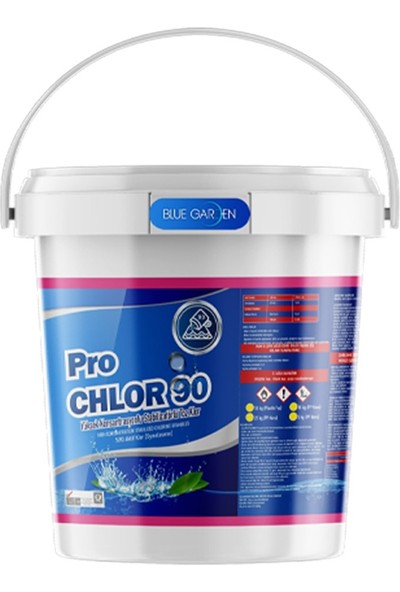 Blue Garden Yavaş Çözünen Stabilizatörlü Toz Klor Pro Chlor 90 25KG Blue Garden Yavaş Çözünen Stabilizatörlü Toz Klor Pro Chlor 90 25KG