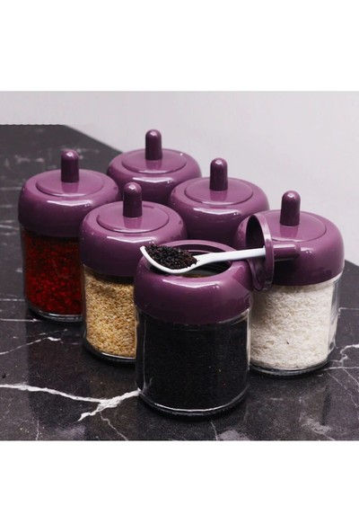 Karenda Kendinden Kaşıklı 12'li Cam Baharatlık