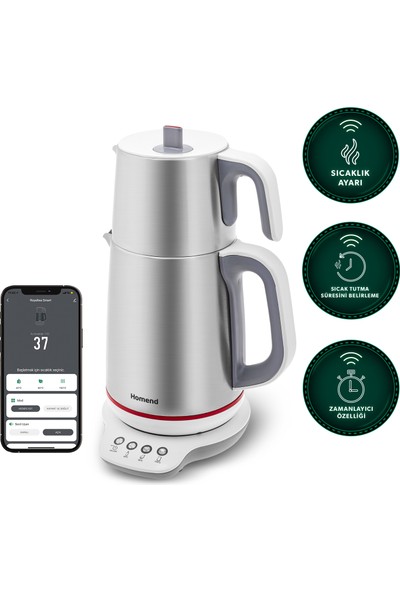 Homend Royaltea Smart 1790H Inox Konuşan Çay Makinesi (Wi-Fi)