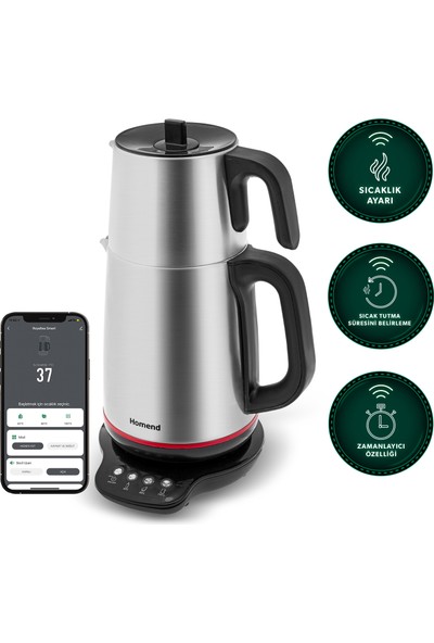 Homend Royaltea Smart 1791H Inox Konuşan Çay Makinesi (Wi-Fi)