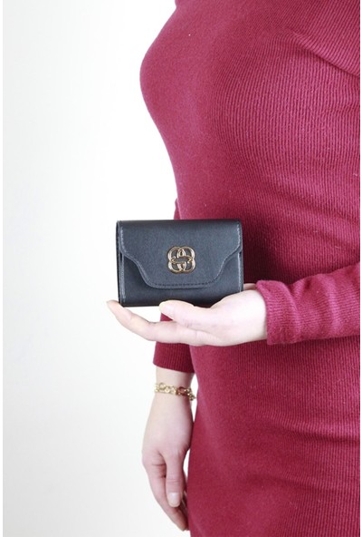 Kadın Siyah Lina Akordiyon Kartlık