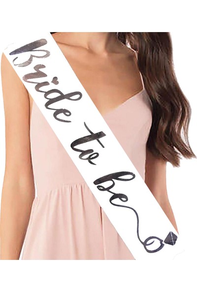 Beyaz Üzeri Parlak Gümüş Renk Yazılı Bekarlığa Veda Bride To Be Gelin Kuşağı Beyaz Üzeri Parlak Gümüş Renk Yazılı Bekarlığa Veda Bride To Be Gelin Kuşağı