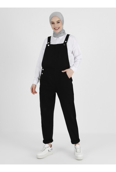 Benin Doğal Kumaşlı Salopet Kot Tulum - Black - Benin Benin Doğal Kumaşlı Salopet Kot Tulum - Black - Benin