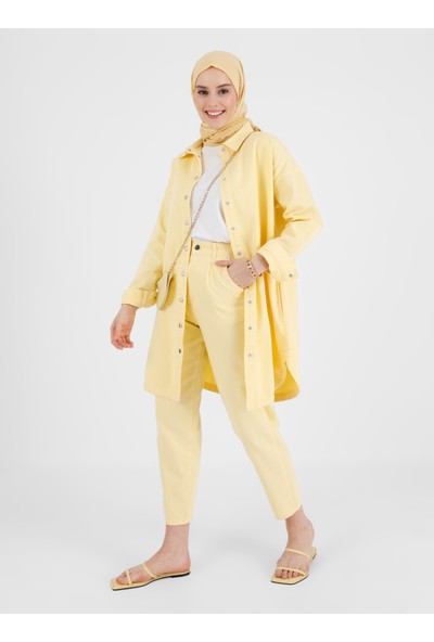 Refka Pamuk Kumaşlı Pantolon - Açık Sarı - Refka Casual Refka Pamuk Kumaşlı Pantolon - Açık Sarı - Refka Casual