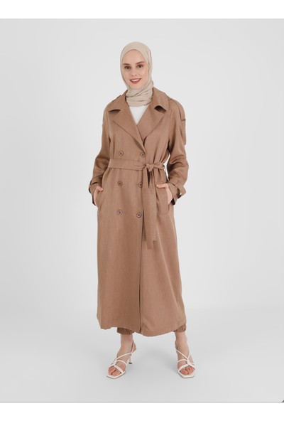 Refka Kruvaze Kapama Diagonal Kumaş Kap - Kahve - Refka Casual