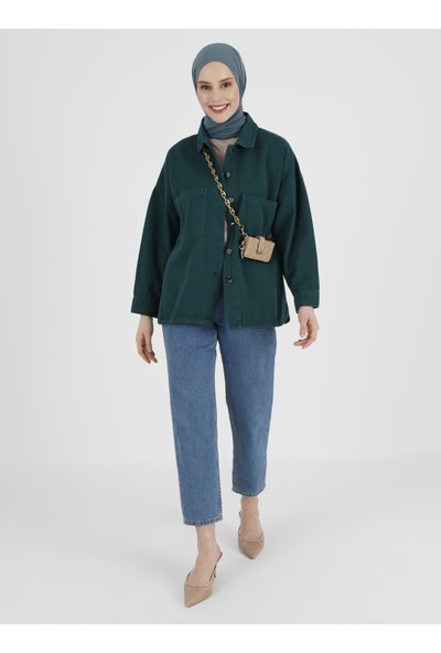 Refka Doğal Kumaşlı Cep Detaylı Kot Ceket - Okyanus - Refka Casual Refka Doğal Kumaşlı Cep Detaylı Kot Ceket - Okyanus - Refka Casual