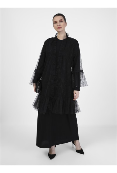 Alia Büyük Beden Simli Tül Detaylı Abiye Takım - Siyah - Alia Alia Büyük Beden Simli Tül Detaylı Abiye Takım - Siyah - Alia