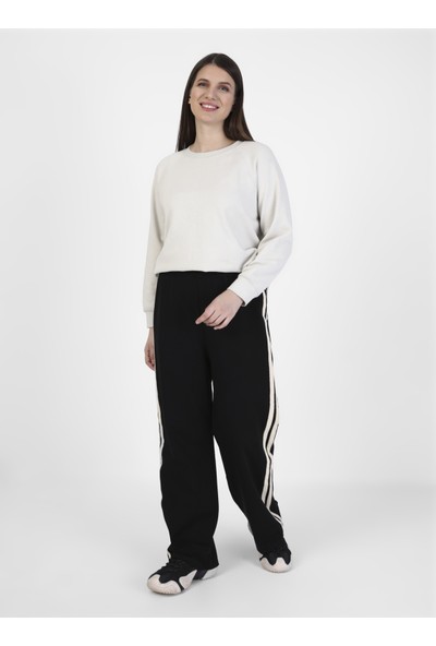 Alia Büyük Beden Yanları Şerit Detaylı Pantolon - Siyah - Alia