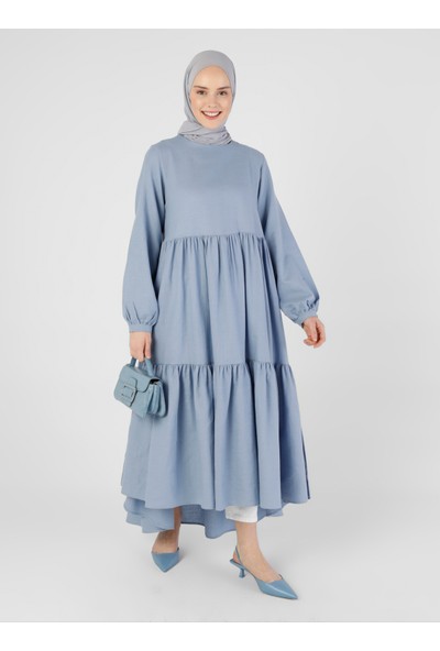 Benin Doğal Kumaşlı Salaş Elbise - Mavi - Benin Benin Doğal Kumaşlı Salaş Elbise - Mavi - Benin