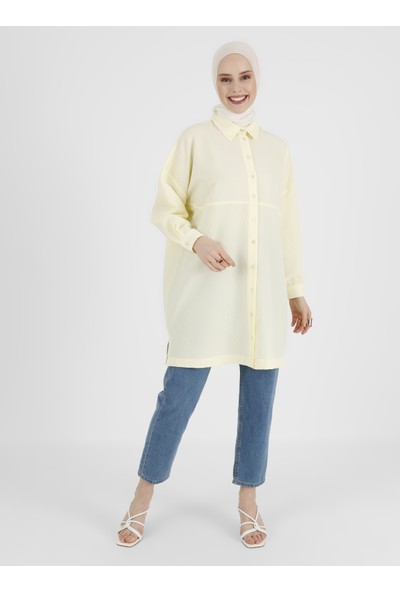 Refka Waffle Efektli Tunik - Sarı - Refka Casual