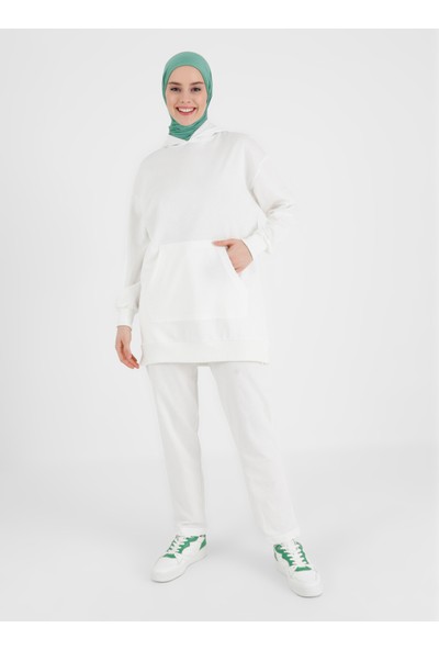 Refka Kapüşonlu Eşofman Takımı - Beyaz - Refka Refka Kapüşonlu Eşofman Takımı - Beyaz - Refka
