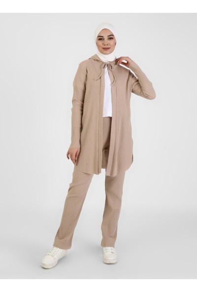 Tavin Doğal Kumaşlı Hırka Pantolon Ikili Takım - Bej - Tavin