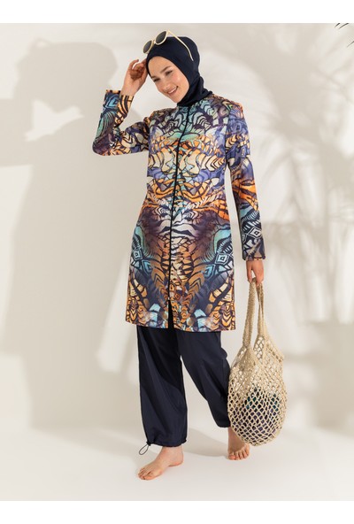 Mayo Bella Animal Desenli Tam Kapalı Mayo - Lacivert - Mayo Bella Mayo Bella Animal Desenli Tam Kapalı Mayo - Lacivert - Mayo Bella