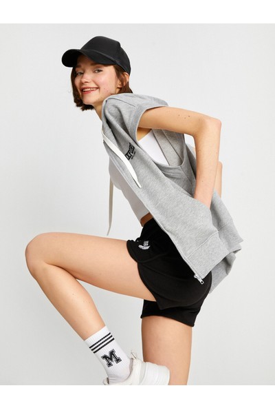 Koton Kısa Kollu Fermuarlı Sweatshirt