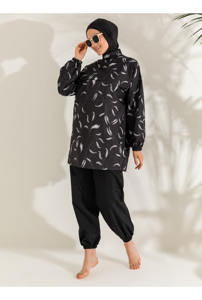 Mayo Bella Puantiye Yapraklı Paraşüt Tam Kapalı Mayo - Siyah Beyaz - Mayo Bella Mayo Bella Puantiye Yapraklı Paraşüt Tam Kapalı Mayo - Siyah Beyaz - Mayo Bella