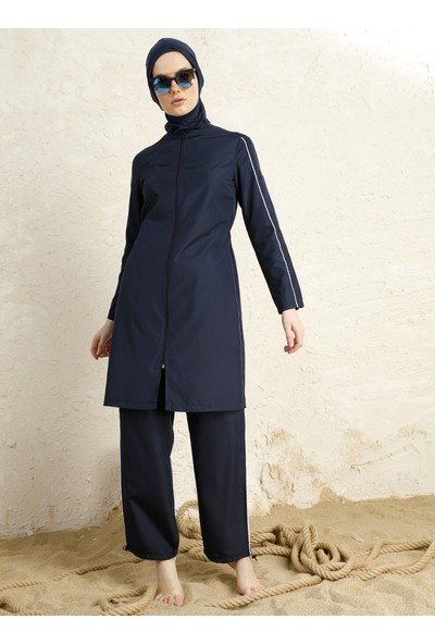 Mayo Bella Arabiyeli Tam Kapalı Mayo - Lacivert - Mayo Bella