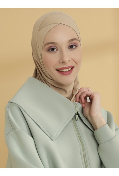 Tuva Çapraz Hijab Spor Bone - Bej - Tuva