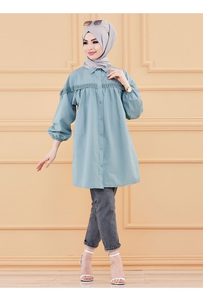 Dantel Detaylı Tunik - Mint - Tofisa