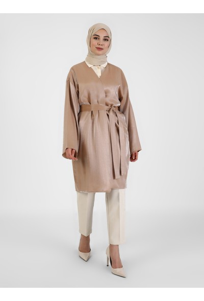 Tavin Kuşak Detaylı Kimono - Kahve - Tavin Tavin Kuşak Detaylı Kimono - Kahve - Tavin