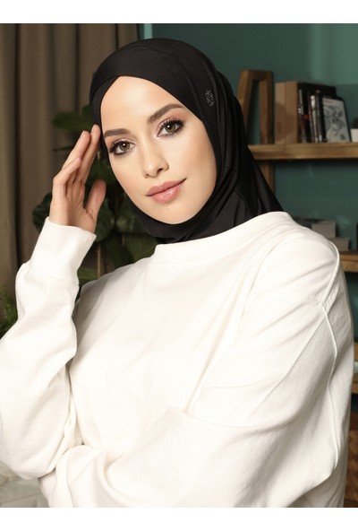 Tuva Çapraz Hijab Spor Bone - Siyah - Tuva