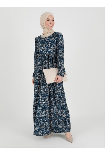 Desenli Elbise - Indigo - Zenane