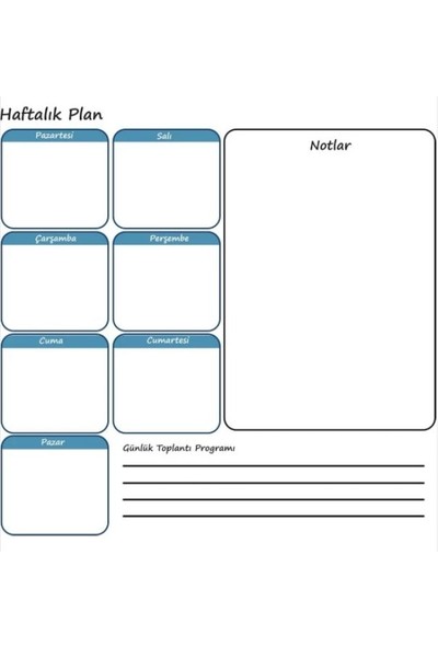 Sihirli Tahta Kağıt Tahta Haftalık Planlayıcı 70X56 cm + Kalem Sihirli Tahta Kağıt Tahta Haftalık Planlayıcı 70X56 cm + Kalem