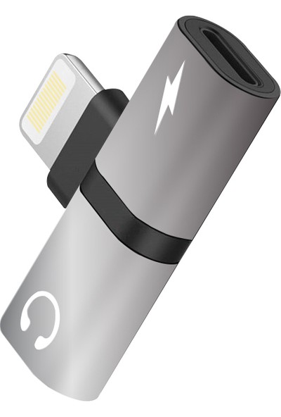 Apple Iphone 7 8 x Plus Şarj, Kulaklık Çoklayıcı Gri