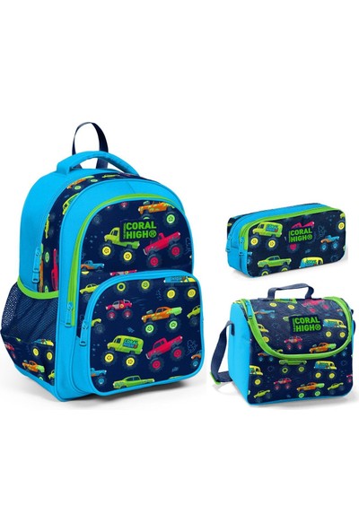 Coral High Kids Erkek Çocuk Ilkokul Çanta Seti - Monster Truck Coral High Kids Erkek Çocuk Ilkokul Çanta Seti - Monster Truck