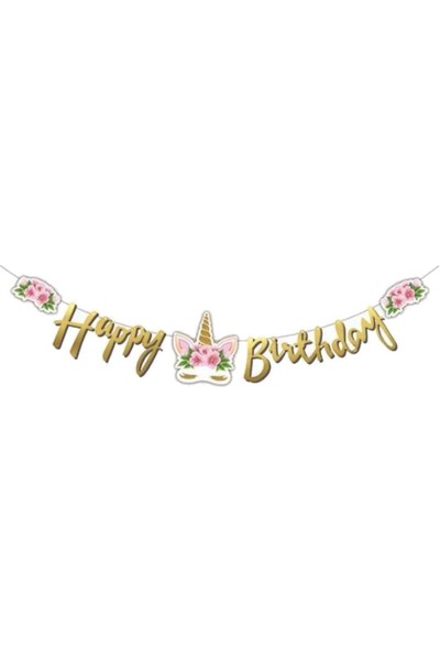 My Party Ready çiçekli Unicorn Happy Birthday Kaligrafi My Party Ready çiçekli Unicorn Happy Birthday Kaligrafi