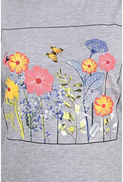 Bisiklet Yaka Baskılı Büyük Beden T-Shirt 9903