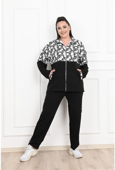 Digital Çiçek Baskılı Büyük Beden(Battal) Eşofman Takımı 3224-4