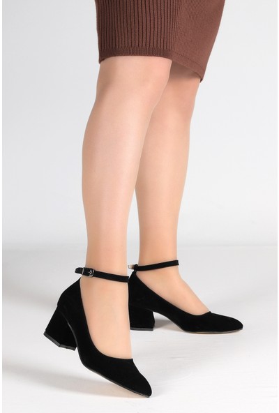 Woggo 1990-020 Süet Bilekten Kemerli 5 cm Topuk Kadın Ayakkabı Woggo 1990-020 Süet Bilekten Kemerli 5 cm Topuk Kadın Ayakkabı
