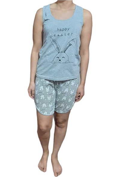 Gigi Giyim Tavşan Baskılı Askılı Pijama Takımı