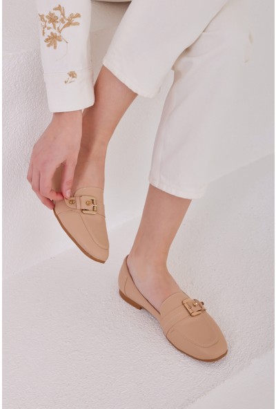 Madamra Bej Kadın Taşlı Babet