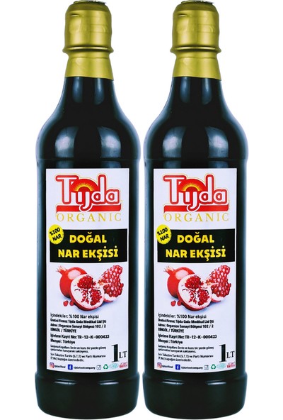 Tijda Organic Doğal Nar Ekşisi Saf 1 lt 2'li Tijda Organic Doğal Nar Ekşisi Saf 1 lt 2'li