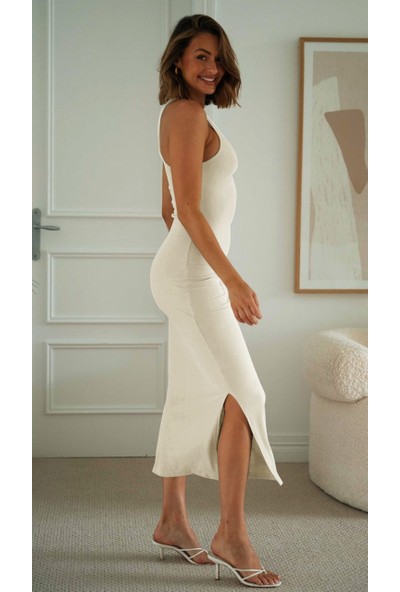 Ader Likralı Kaşkorse Çift Yırtmaçlı Jile Elbise