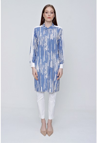 15694112 Kolları Garnili Desenli Tunik