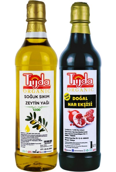 Organic Doğal Nar Ekşisi Saf 1 lt + Soğuk Sıkım Ayvalık Naturel Sızma Zeytinyağı 700 ml Organic Doğal Nar Ekşisi Saf 1 lt + Soğuk Sıkım Ayvalık Naturel Sızma Zeytinyağı 700 ml