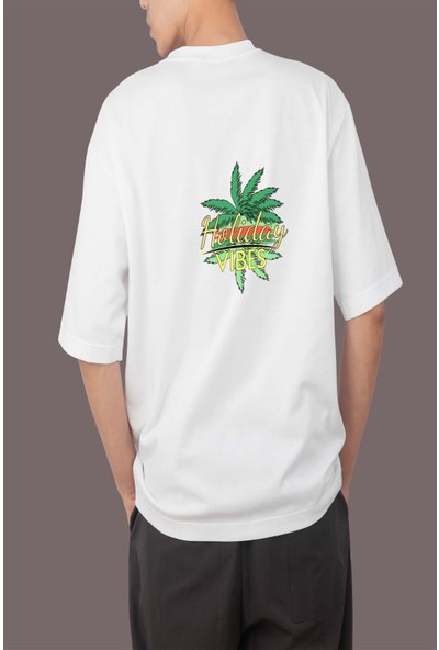 Unisex Beyaz Özel Baskılı Oversize Tshirt