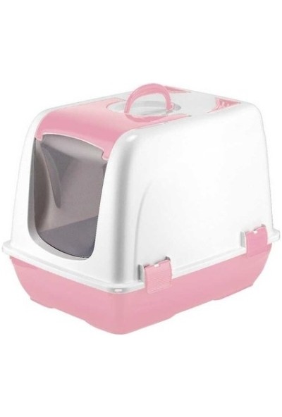 Mikopet Küçük Kapalı Kedi Tuvaleti Pembe- Mikopet Küçük Kapalı Kedi Tuvaleti Pembe-
