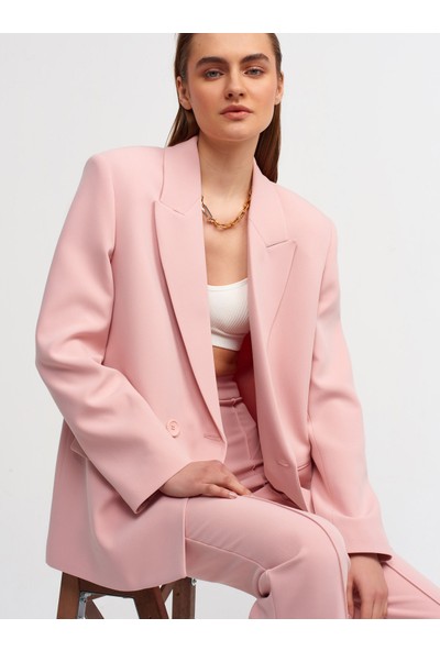 6940 Blazer Ceket-Koyu Pudra